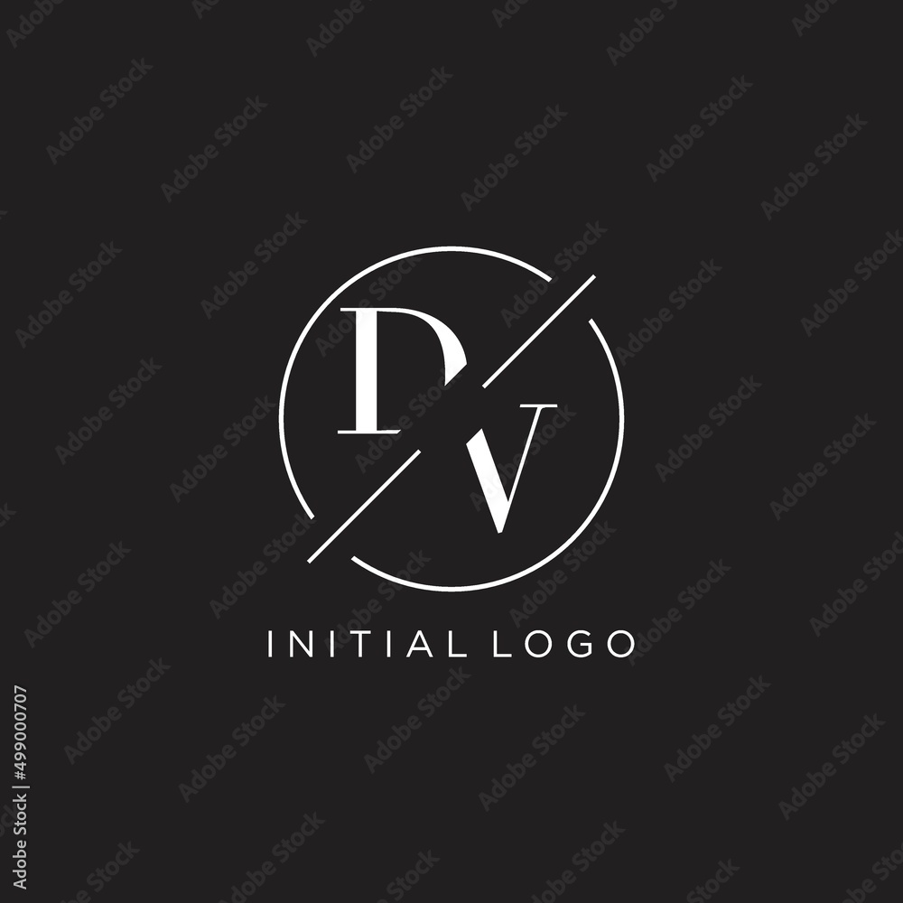 Letter DV logo with simple circle line. Creative look monogram logo ...