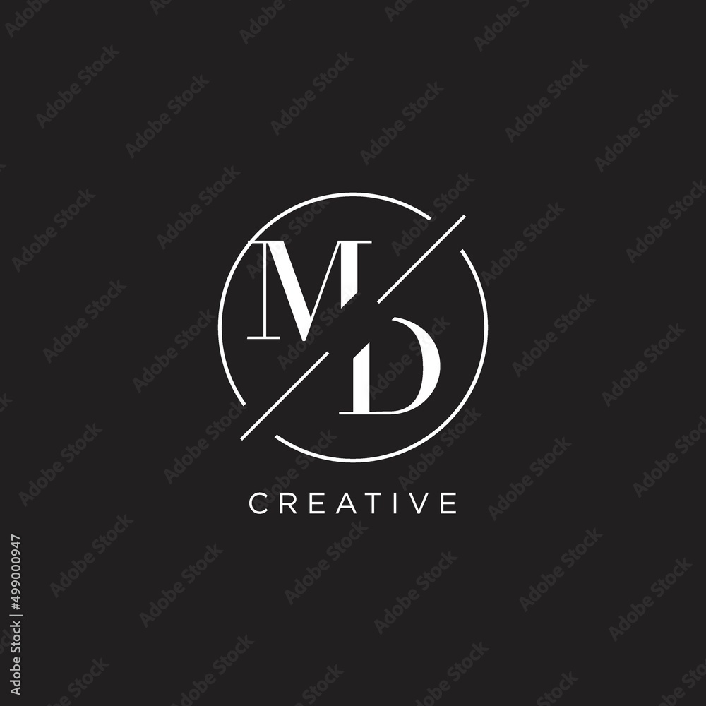 Letter MD logo with simple circle line. Creative look monogram logo ...
