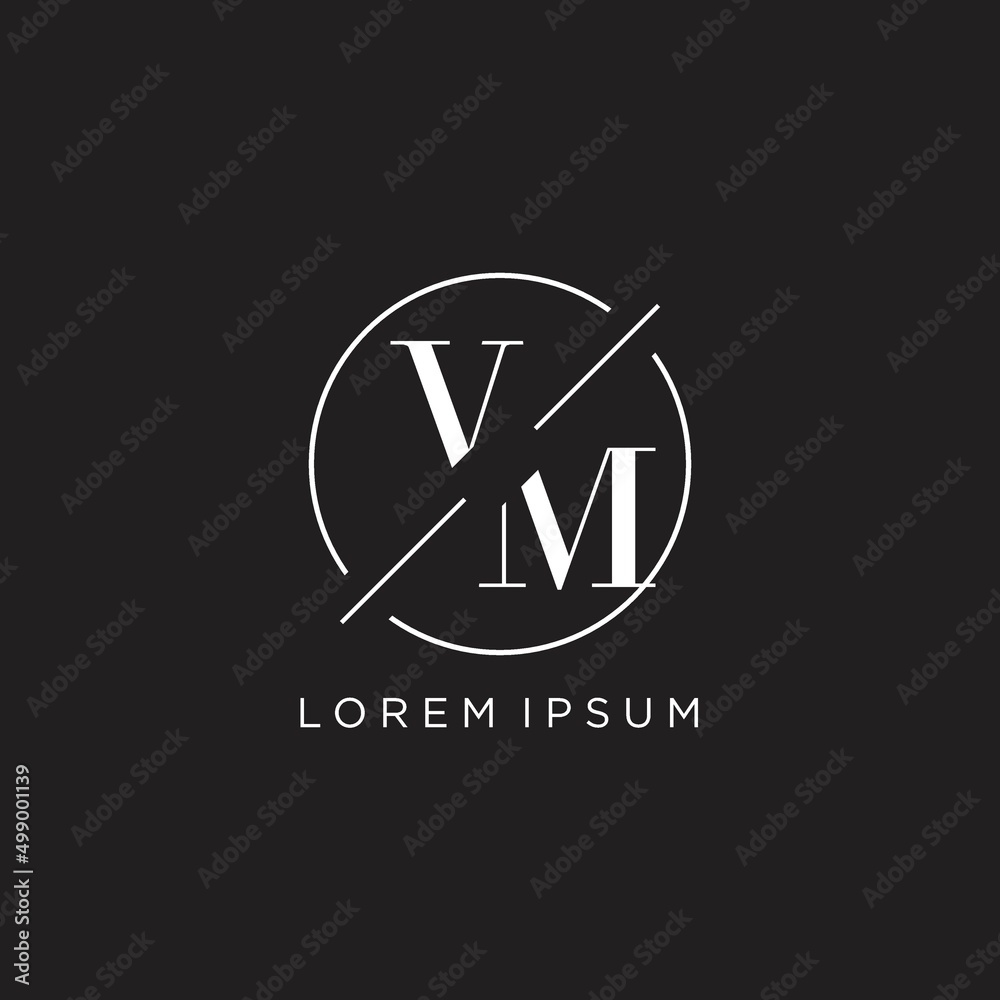 Letter VM logo with simple circle line. Creative look monogram logo ...