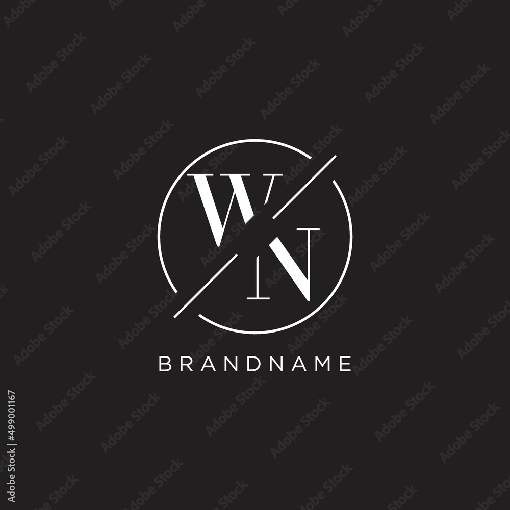 Letter WN logo with simple circle line. Creative look monogram logo ...
