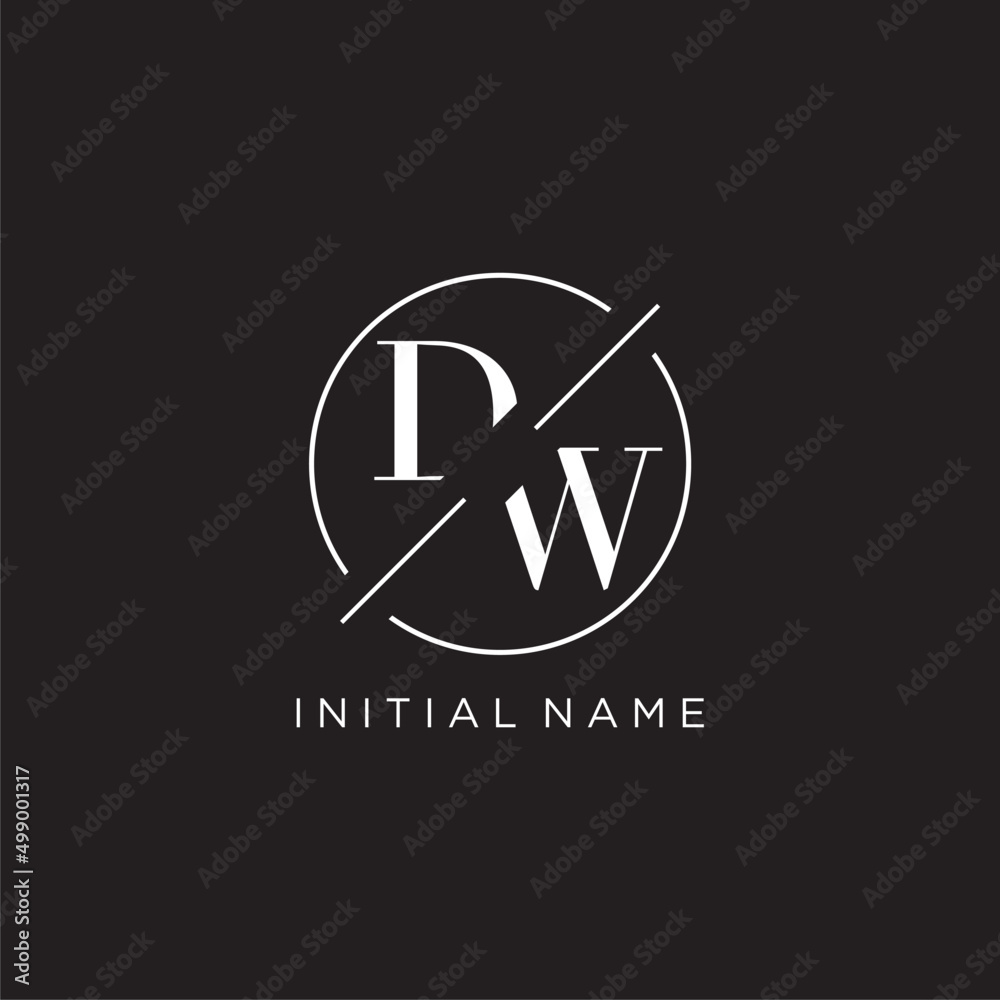 Letter DW logo with simple circle line. Creative look monogram logo ...