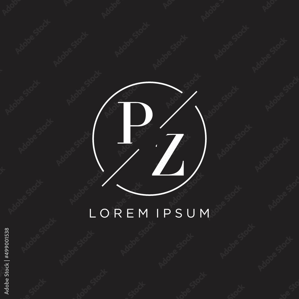 Letter PZ logo with simple circle line. Creative look monogram logo ...