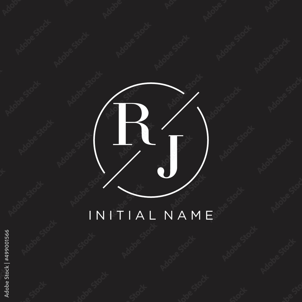Letter RJ logo with simple circle line. Creative look monogram logo ...