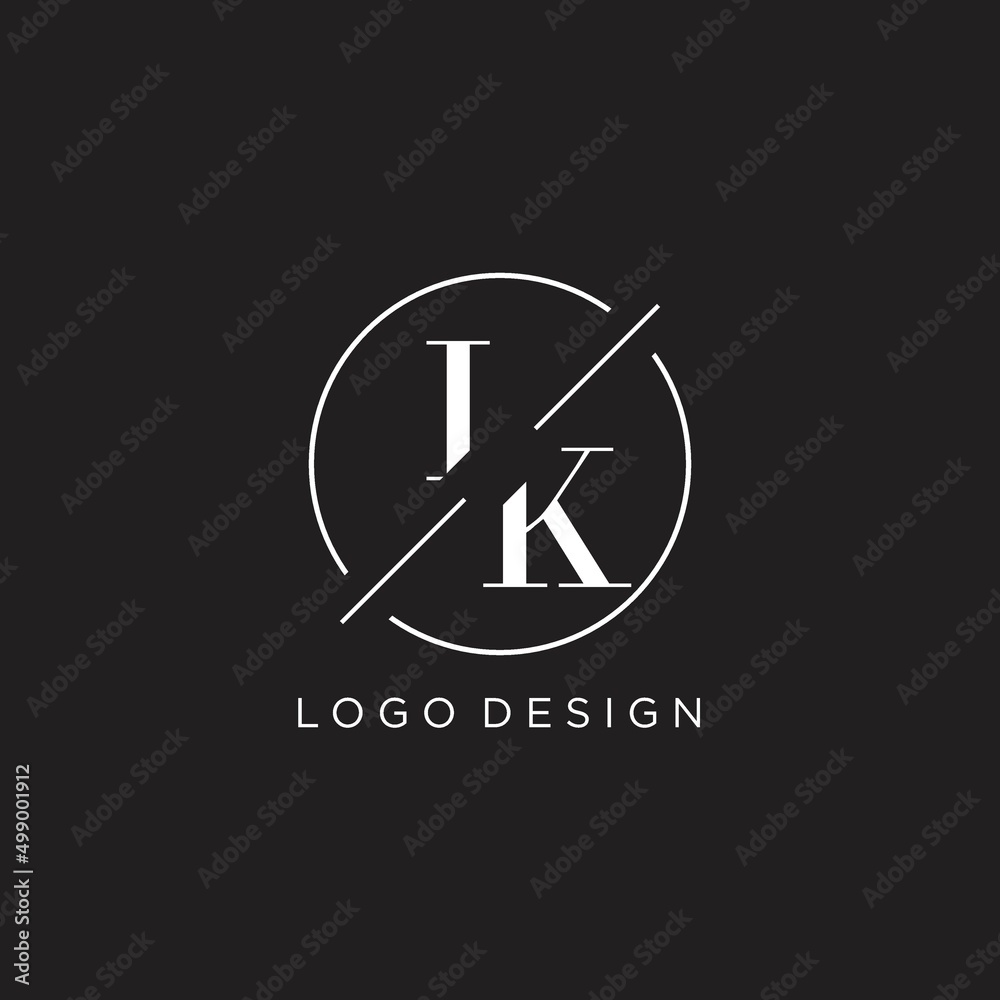 Letter IK logo with simple circle line. Creative look monogram logo ...