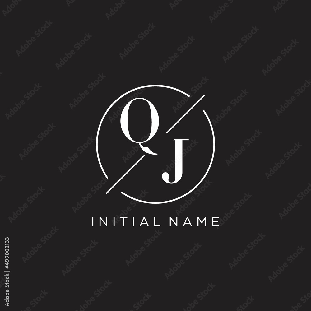 Letter QJ logo with simple circle line. Creative look monogram logo ...