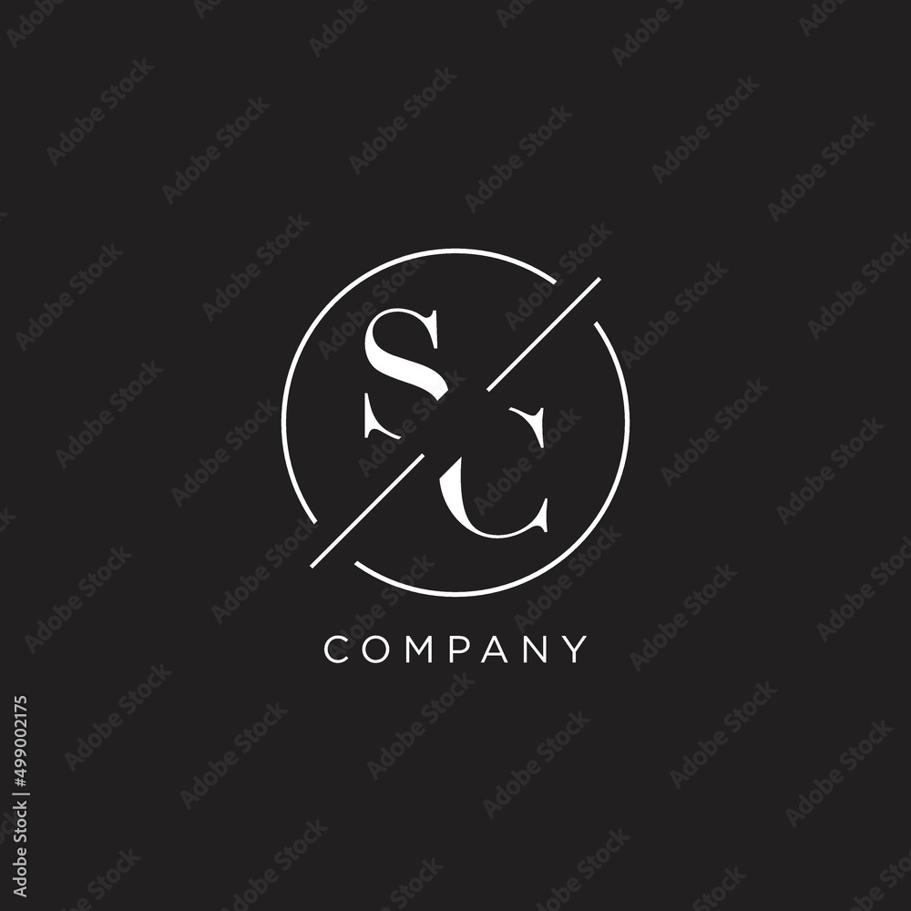 Letter SC logo with simple circle line. Creative look monogram logo ...
