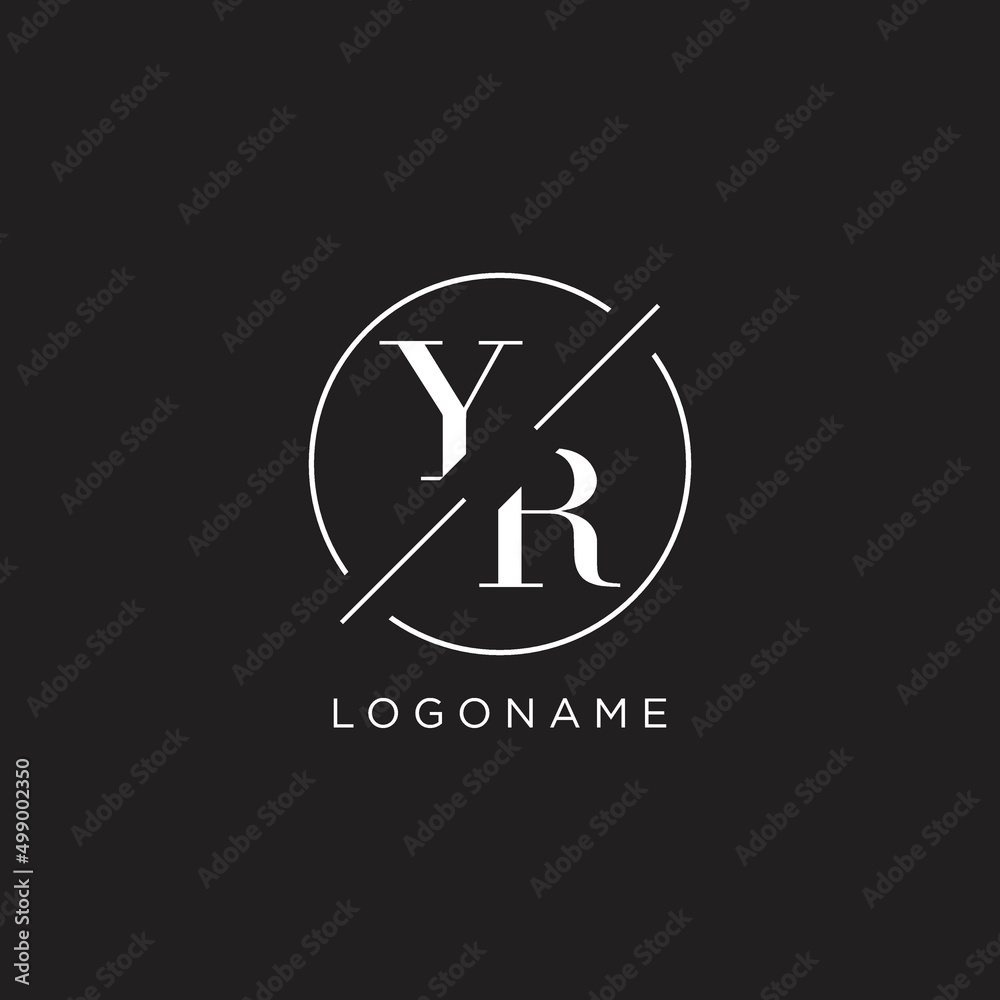 Letter YR logo with simple circle line. Creative look monogram logo ...