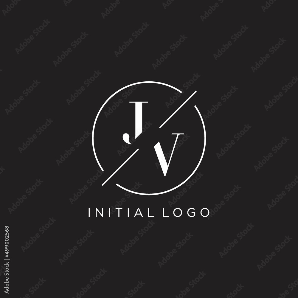Letter JV logo with simple circle line. Creative look monogram logo ...