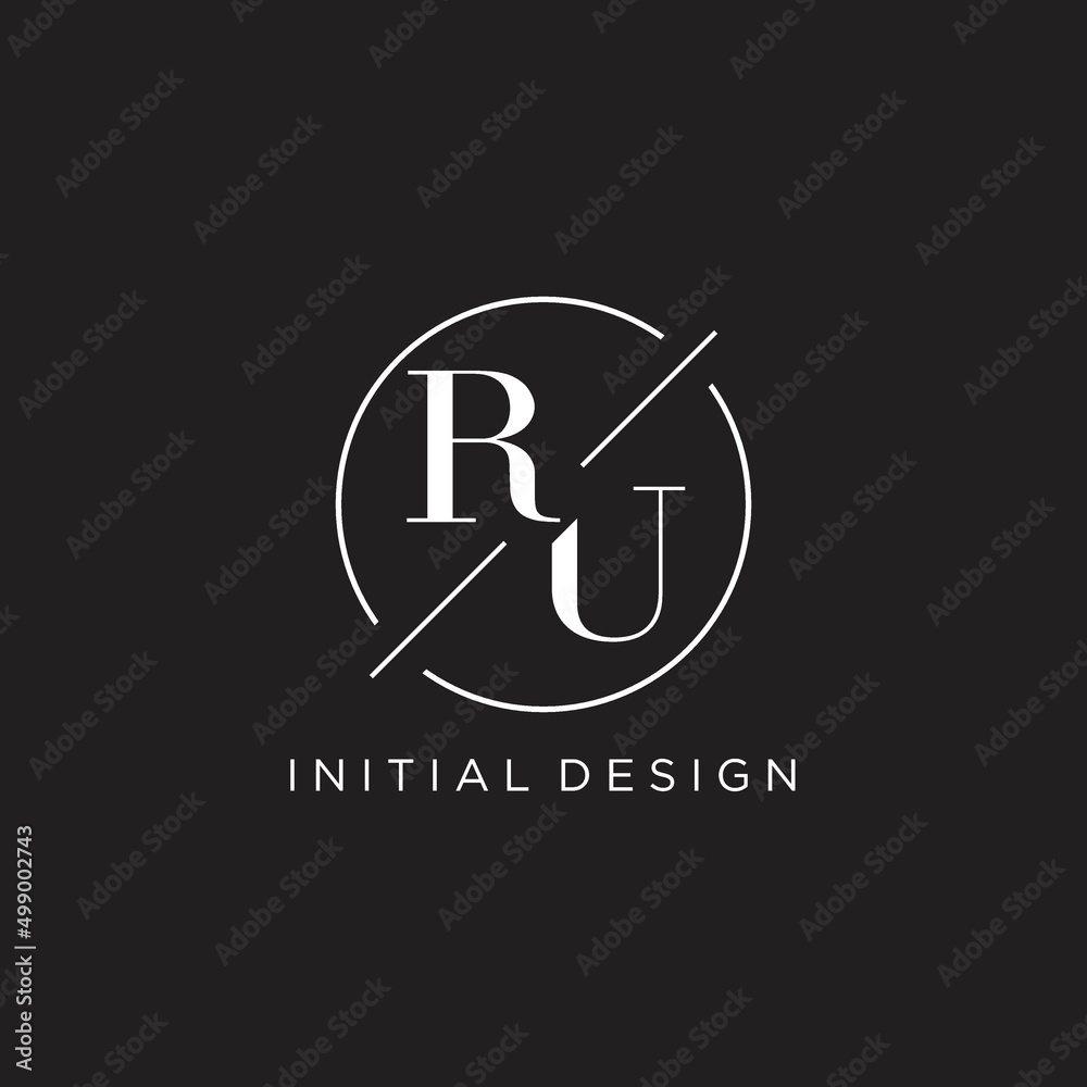 Letter RU logo with simple circle line. Creative look monogram logo ...