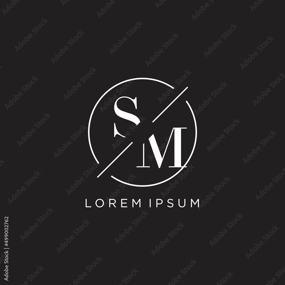 Letter SM logo with simple circle line. Creative look monogram logo ...