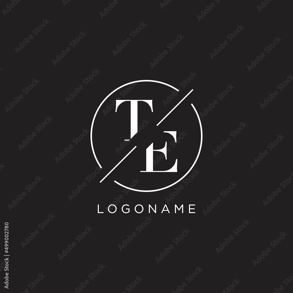 Letter TE logo with simple circle line. Creative look monogram logo ...