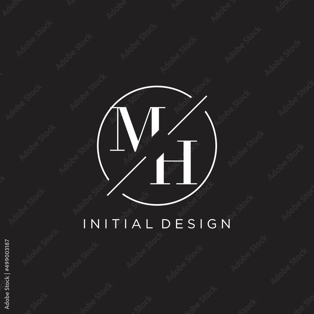 Letter MH logo with simple circle line. Creative look monogram logo ...