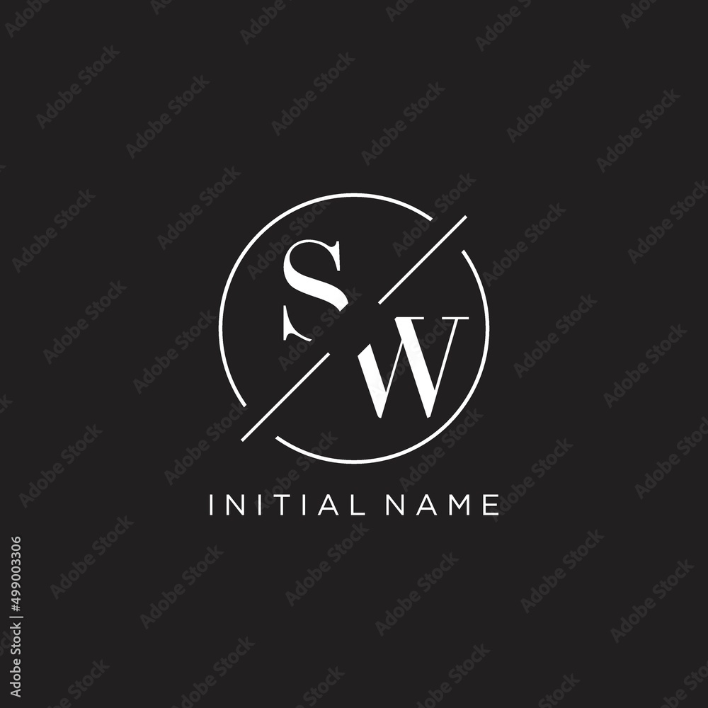 Letter SW logo with simple circle line. Creative look monogram logo ...