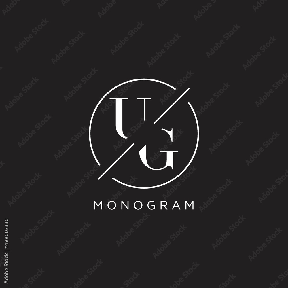 Letter UG logo with simple circle line. Creative look monogram logo ...
