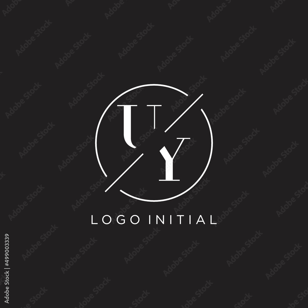 Letter UY logo with simple circle line. Creative look monogram logo ...
