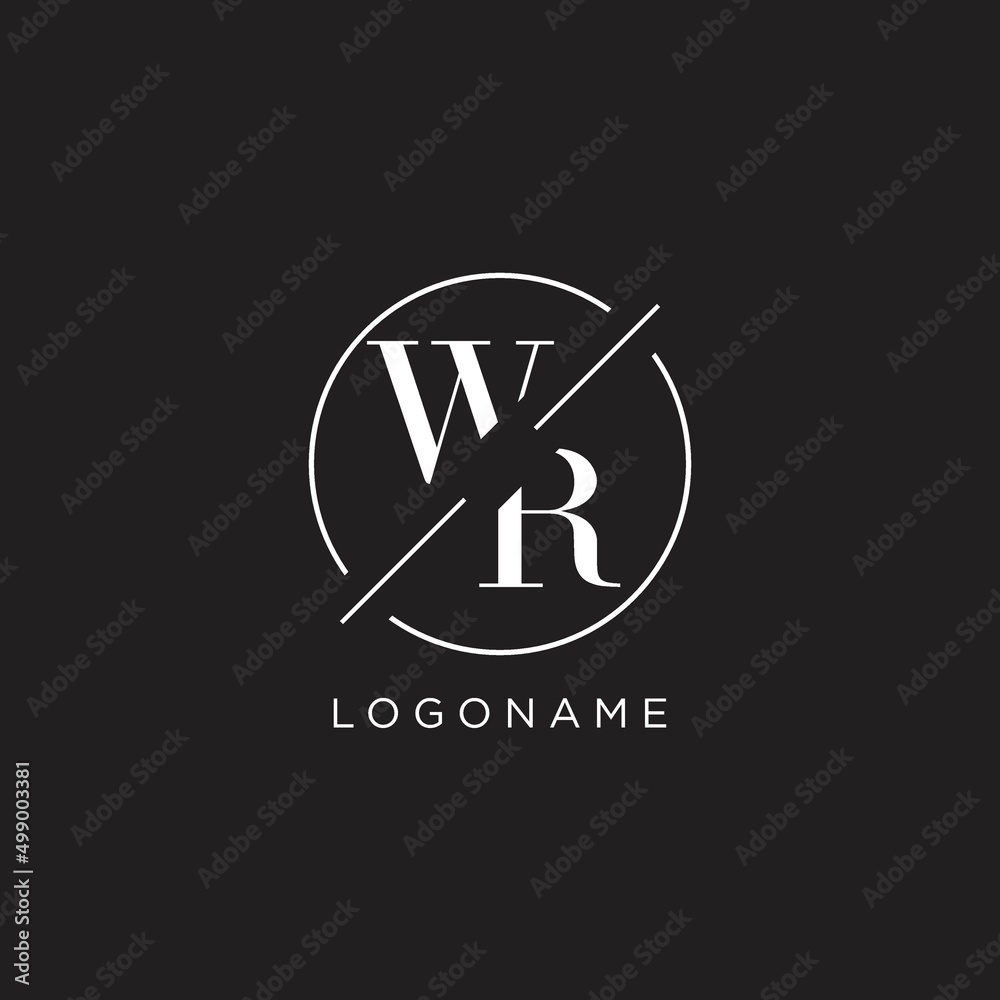 Letter WR logo with simple circle line. Creative look monogram logo ...