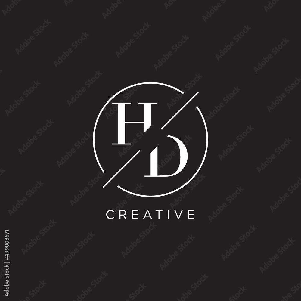Letter HD logo with simple circle line. Creative look monogram logo ...