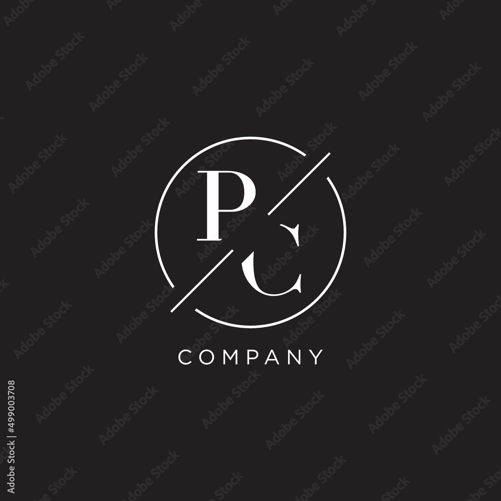 Letter PC logo with simple circle line. Creative look monogram logo ...