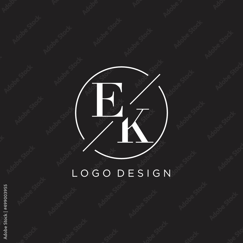 Letter EK logo with simple circle line. Creative look monogram logo ...