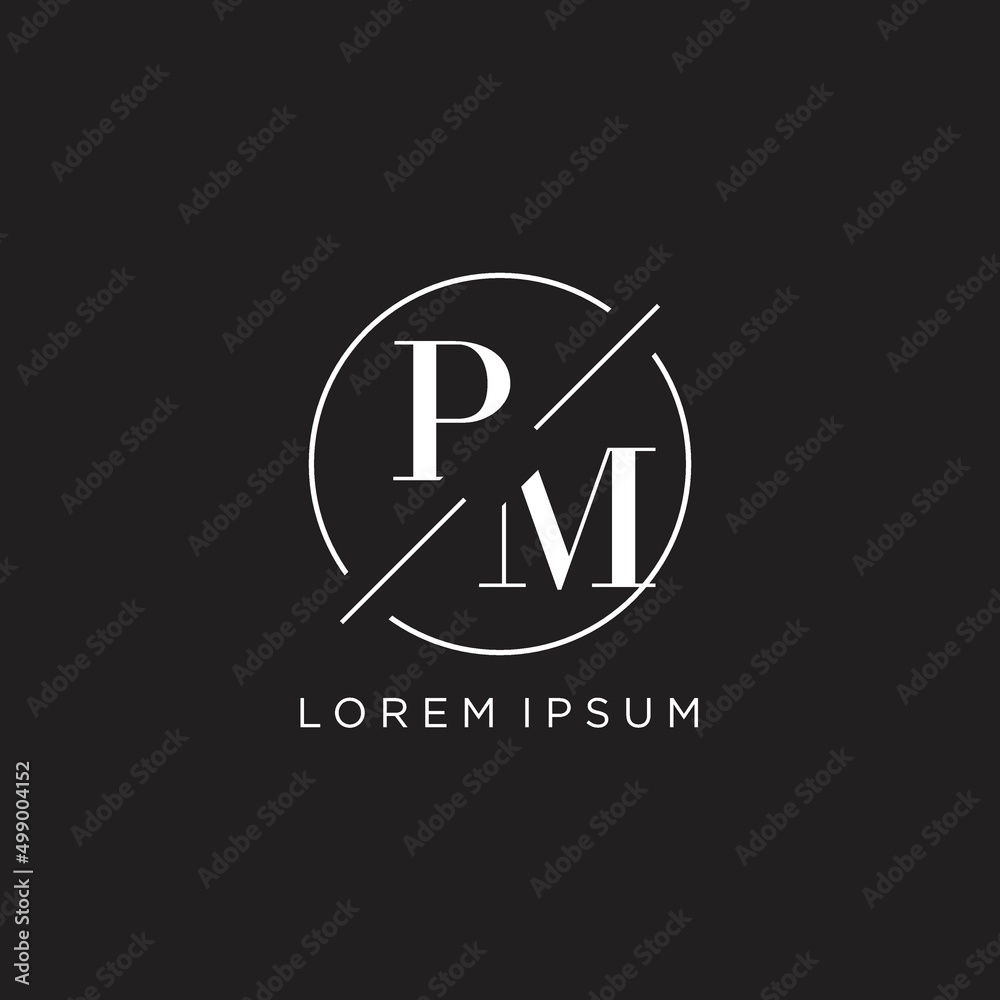 Letter PM logo with simple circle line. Creative look monogram logo ...
