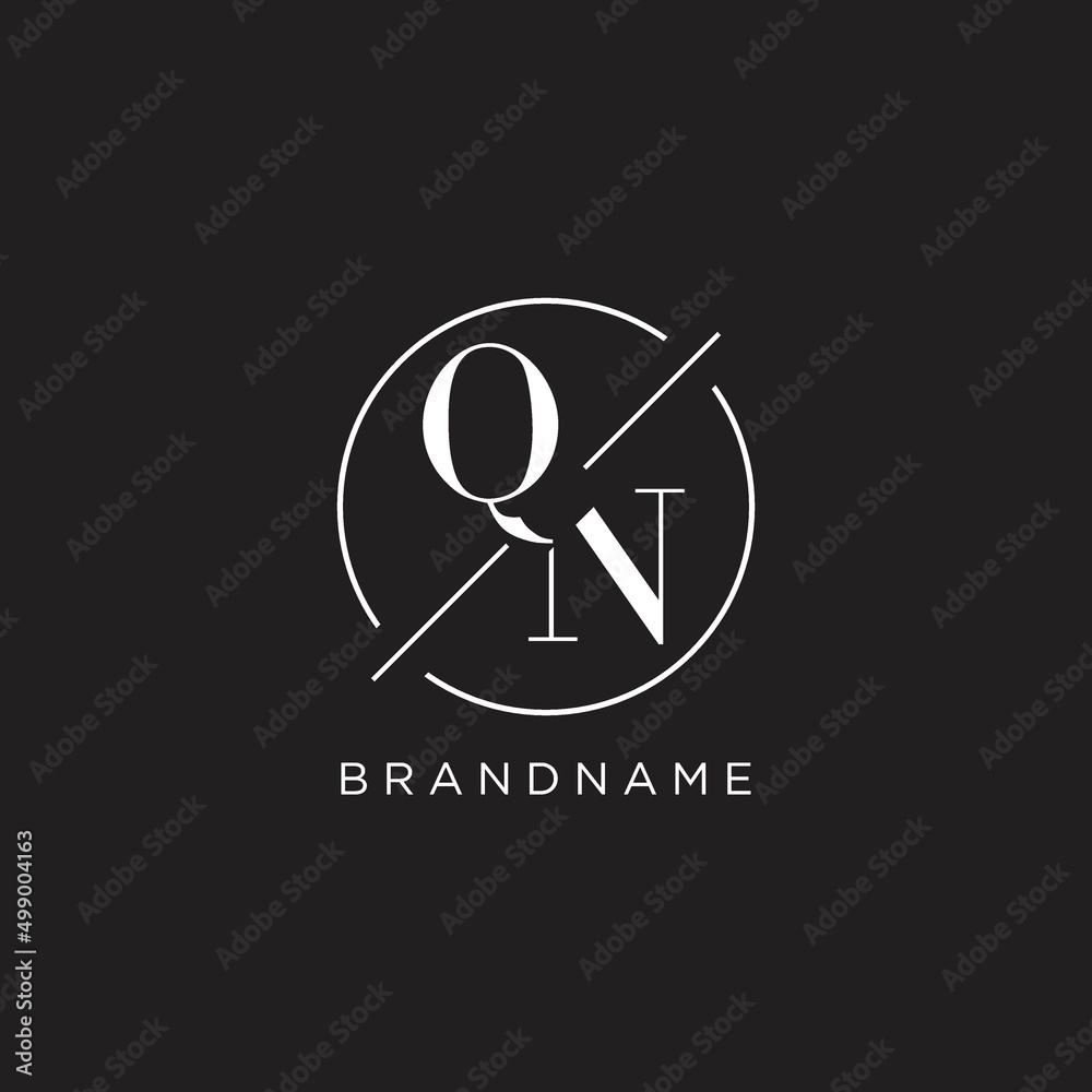 Letter QN logo with simple circle line. Creative look monogram logo ...