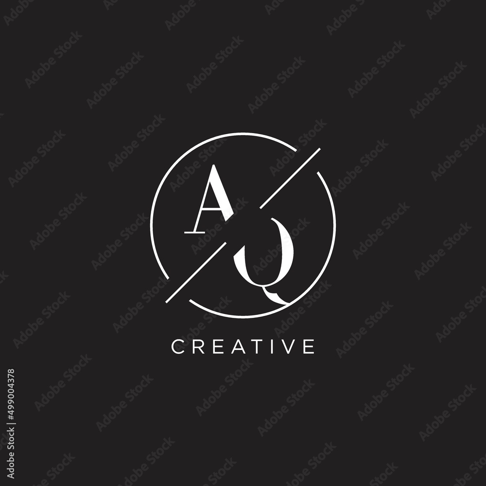Letter AQ logo with simple circle line. Creative look monogram logo ...