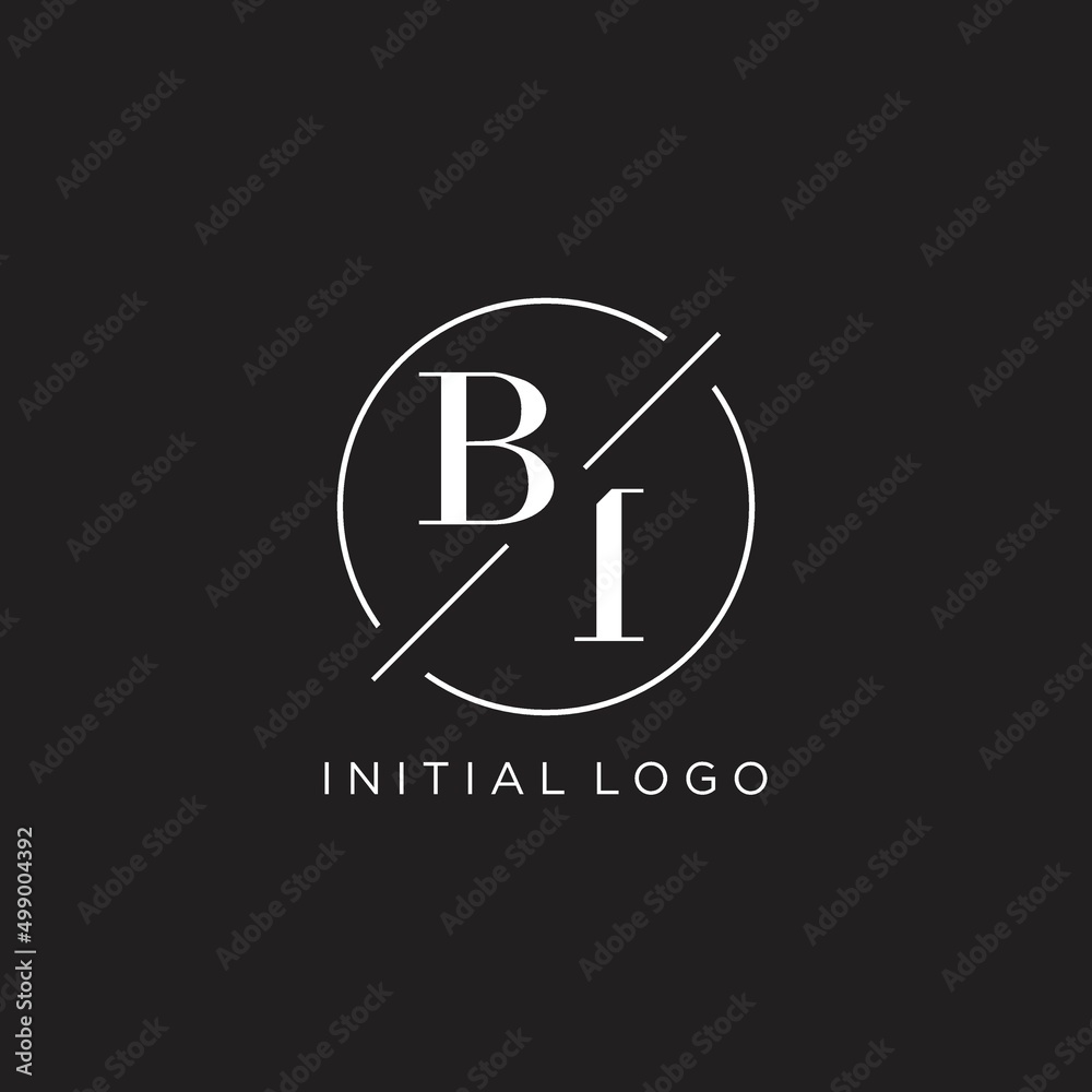 Vetor de Letter BI logo with simple circle line. Creative look monogram ...