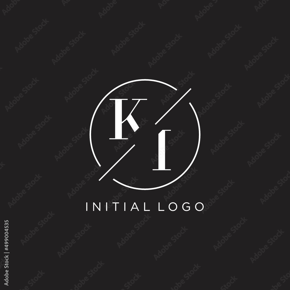 Letter KI logo with simple circle line. Creative look monogram logo ...