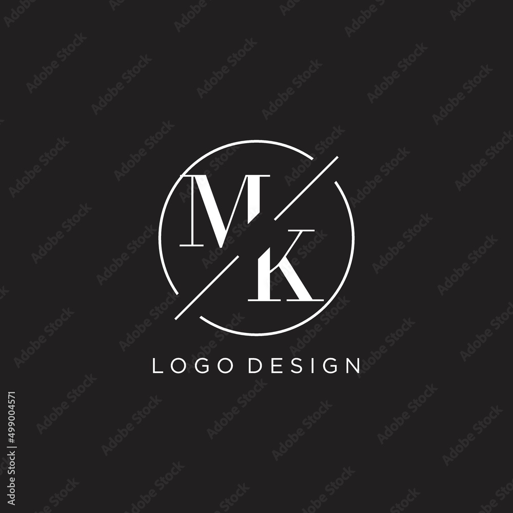 Letter MK logo with simple circle line. Creative look monogram logo ...