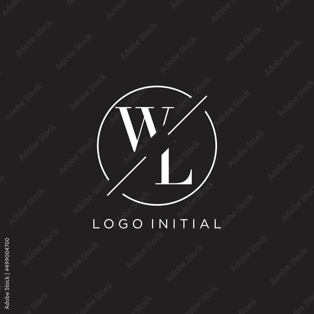 Vetor de Letter WL logo with simple circle line. Creative look monogram ...
