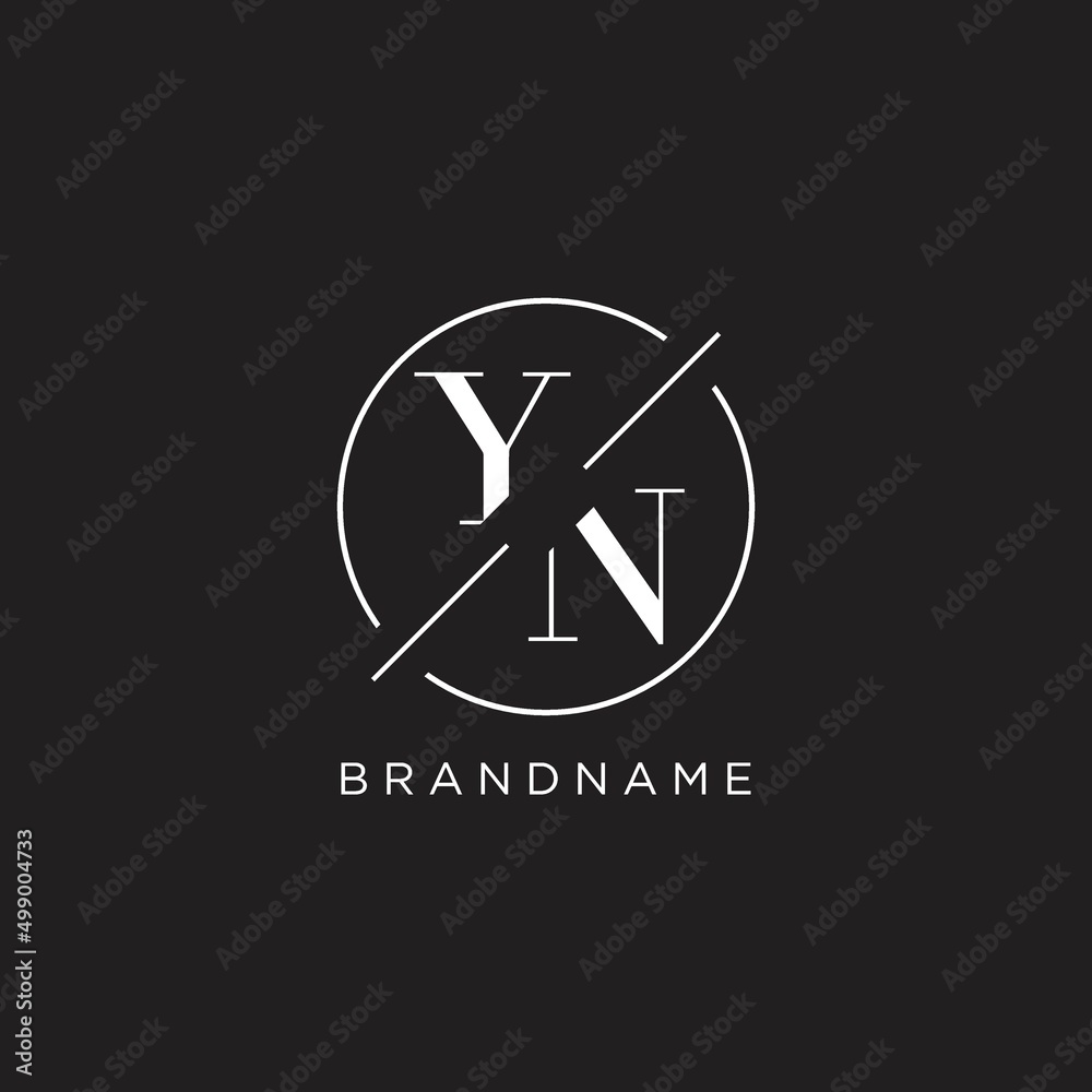 Letter YN logo with simple circle line. Creative look monogram logo ...