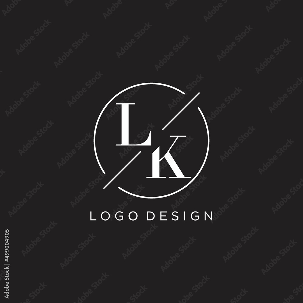Letter LK logo with simple circle line. Creative look monogram logo ...
