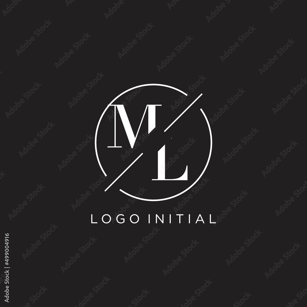 Letter ML logo with simple circle line. Creative look monogram logo ...