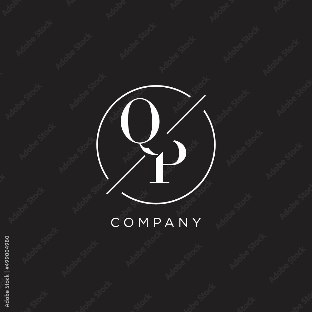 Letter QP logo with simple circle line. Creative look monogram logo ...