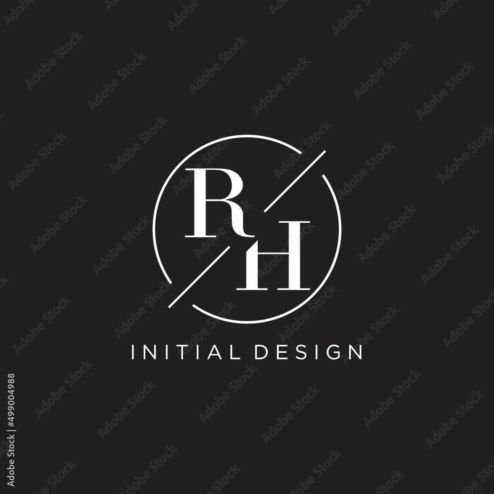 Letter RH logo with simple circle line. Creative look monogram logo ...