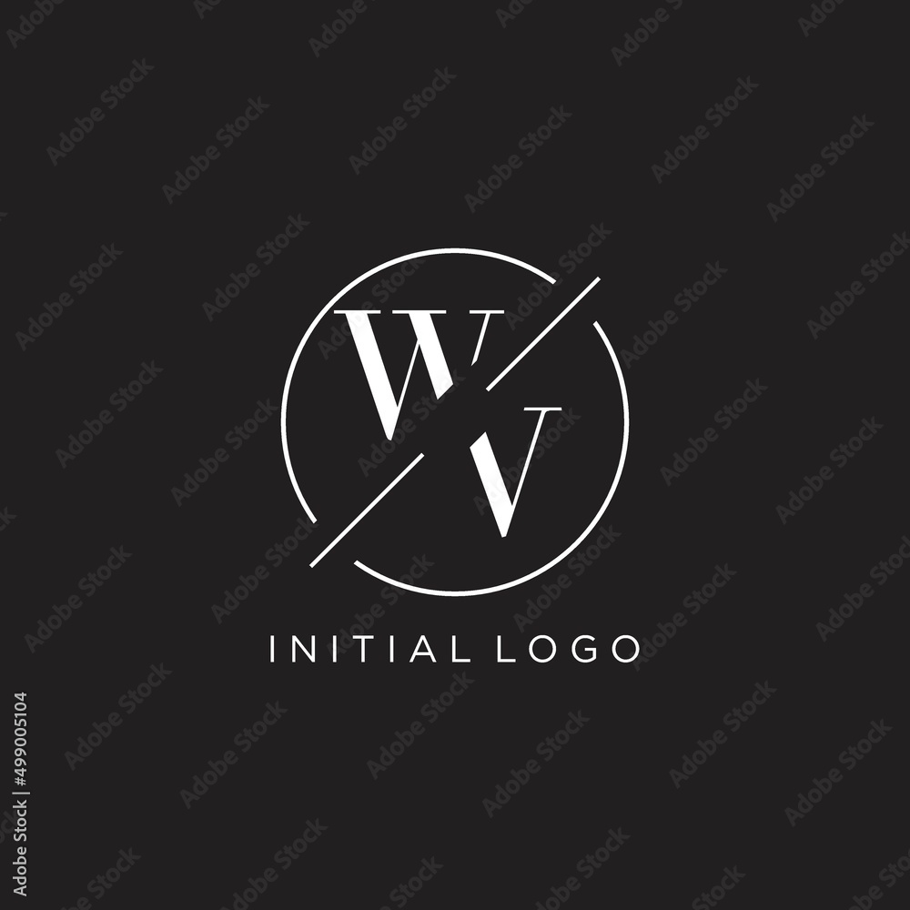 Letter WV logo with simple circle line. Creative look monogram logo ...