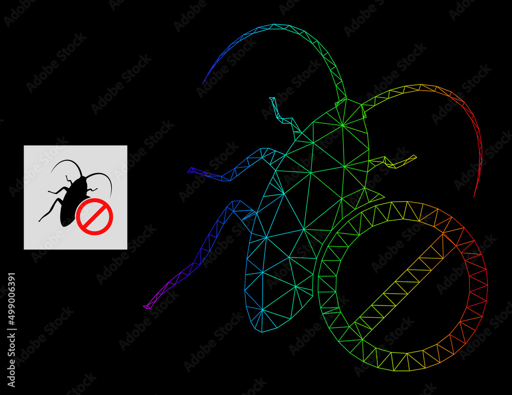 Spectrum gradient mesh no cockroach icon. Geometric frame 2D net is ...
