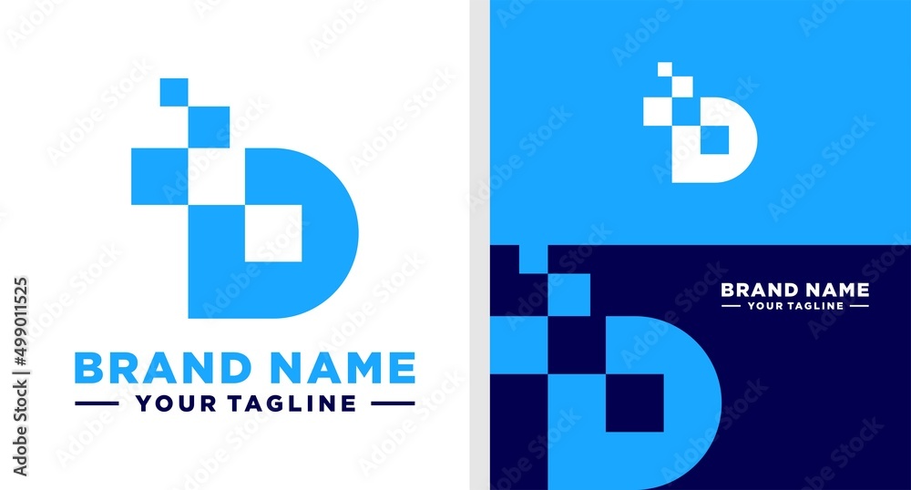 LETTER D LOGO DIGITAL PIXEL EDITABLE Stock Vector | Adobe Stock