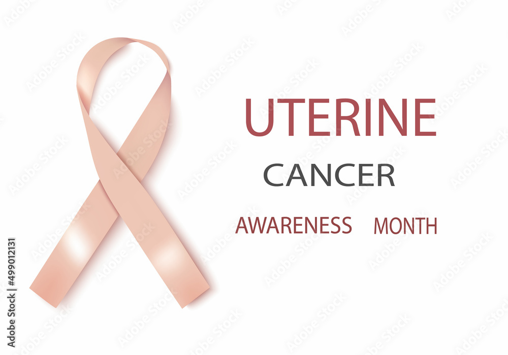 Uterine cancer awareness ribbon vector illustration isolated on white ...