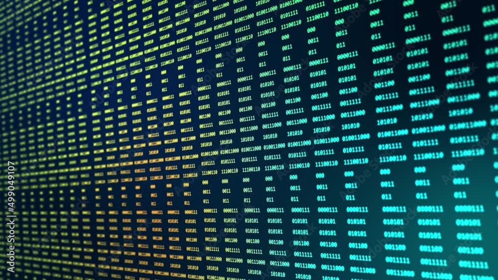 Blue big data digital code running mainframe in a futuristic technology computer Loop ...