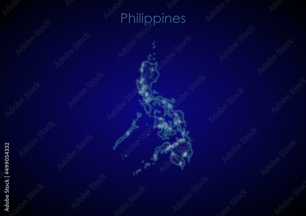 Philippines concept map with glowing cities and network covering the ...