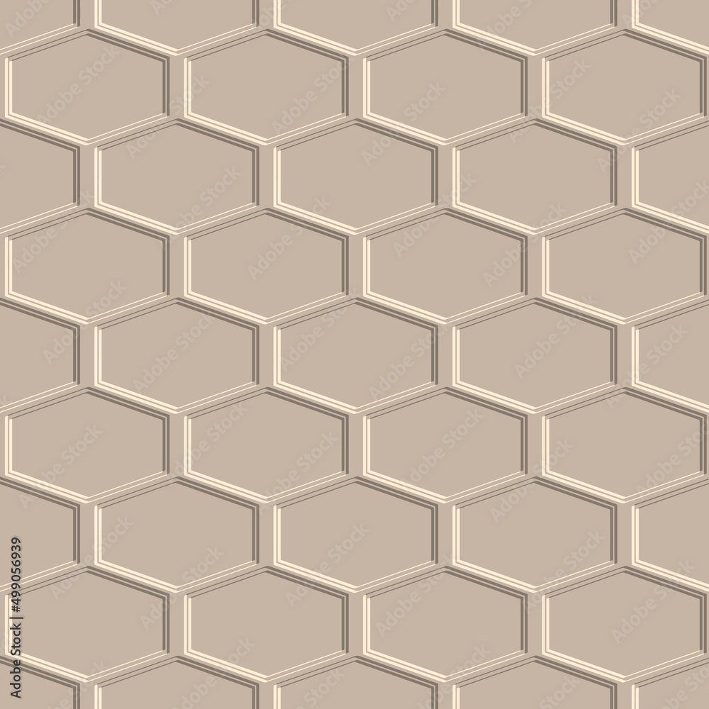 Honeycomb 3d embossed seamless pattern. Textured emboss hexagon background. Vector repeat ...