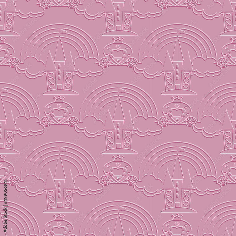 3d embossed fairy tale seamless pattern background wallpaper ...