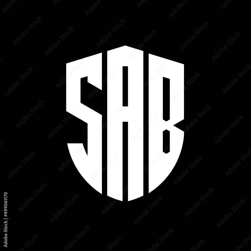 SAB letter logo design. SAB modern letter logo with black background ...