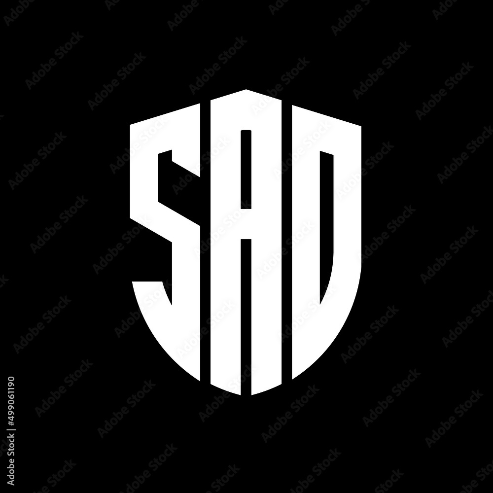 SAD letter logo design. SAD modern letter logo with black background ...