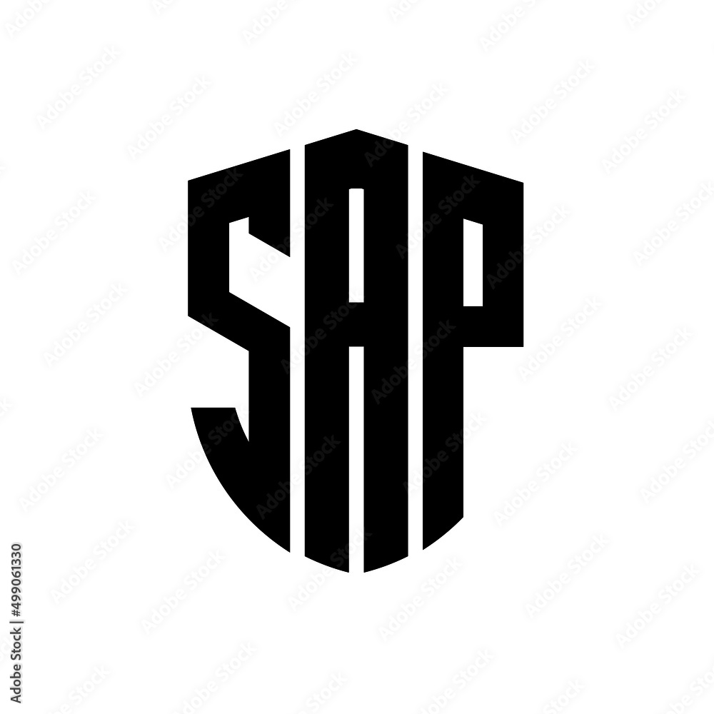 SAP letter logo design. SAP modern letter logo with black background ...