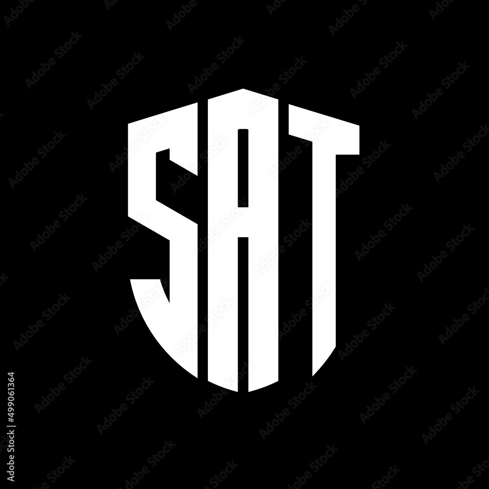 SAT letter logo design. SAT modern letter logo with black background ...