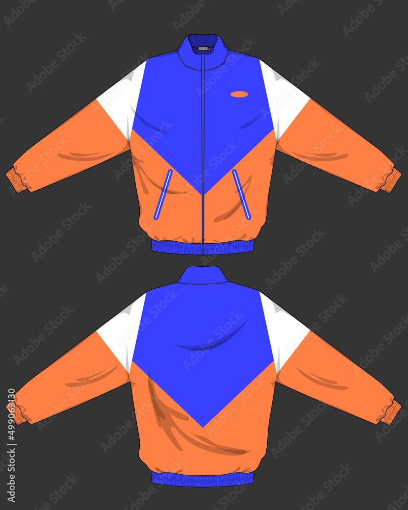 retro vintage windbreaker hoodie jacket template Stock Vector | Adobe Stock