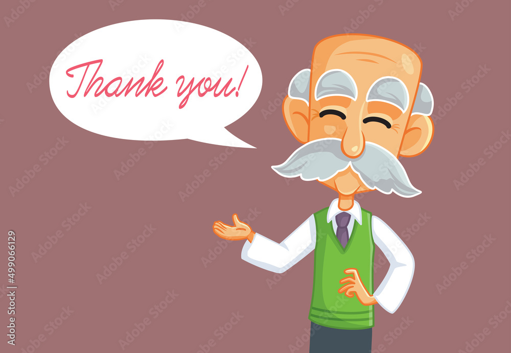Senior Man Saying Thank You Vector Cartoon Illustration Stock Vector ...