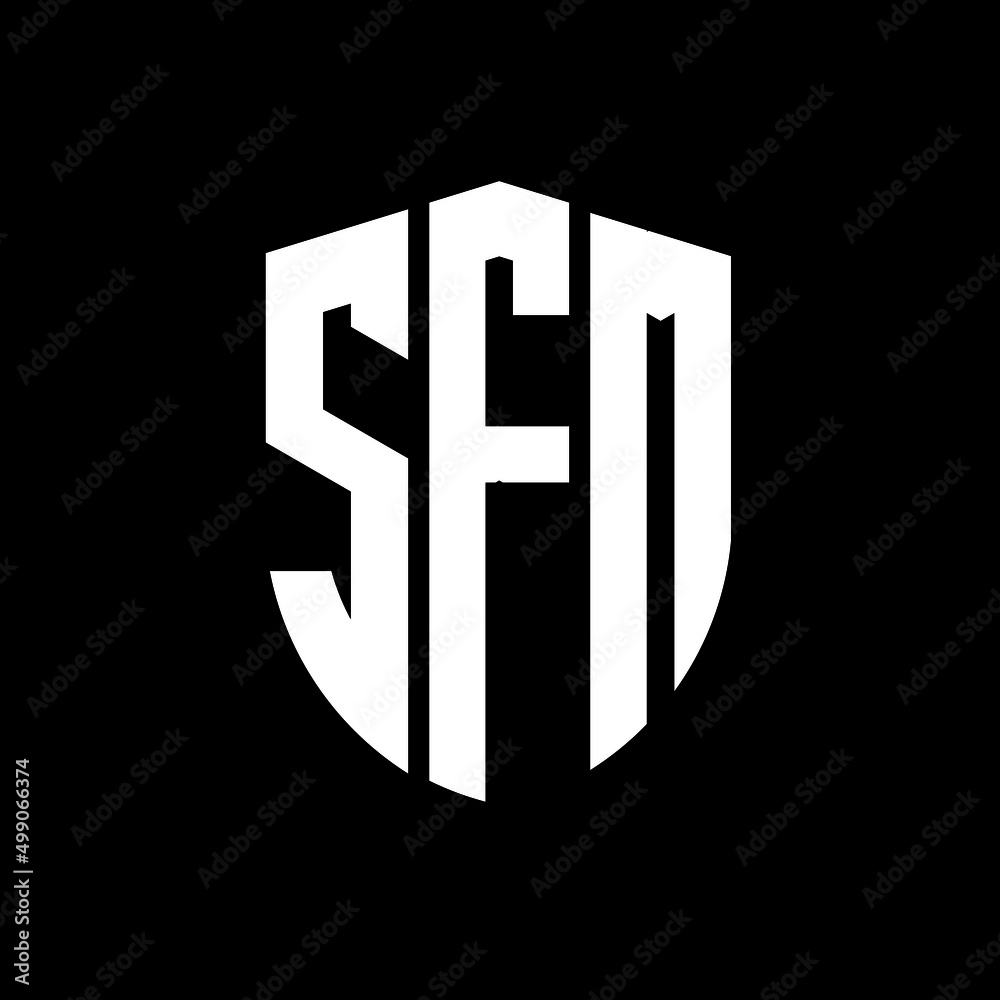 SFM letter logo design. SFM modern letter logo with black background ...